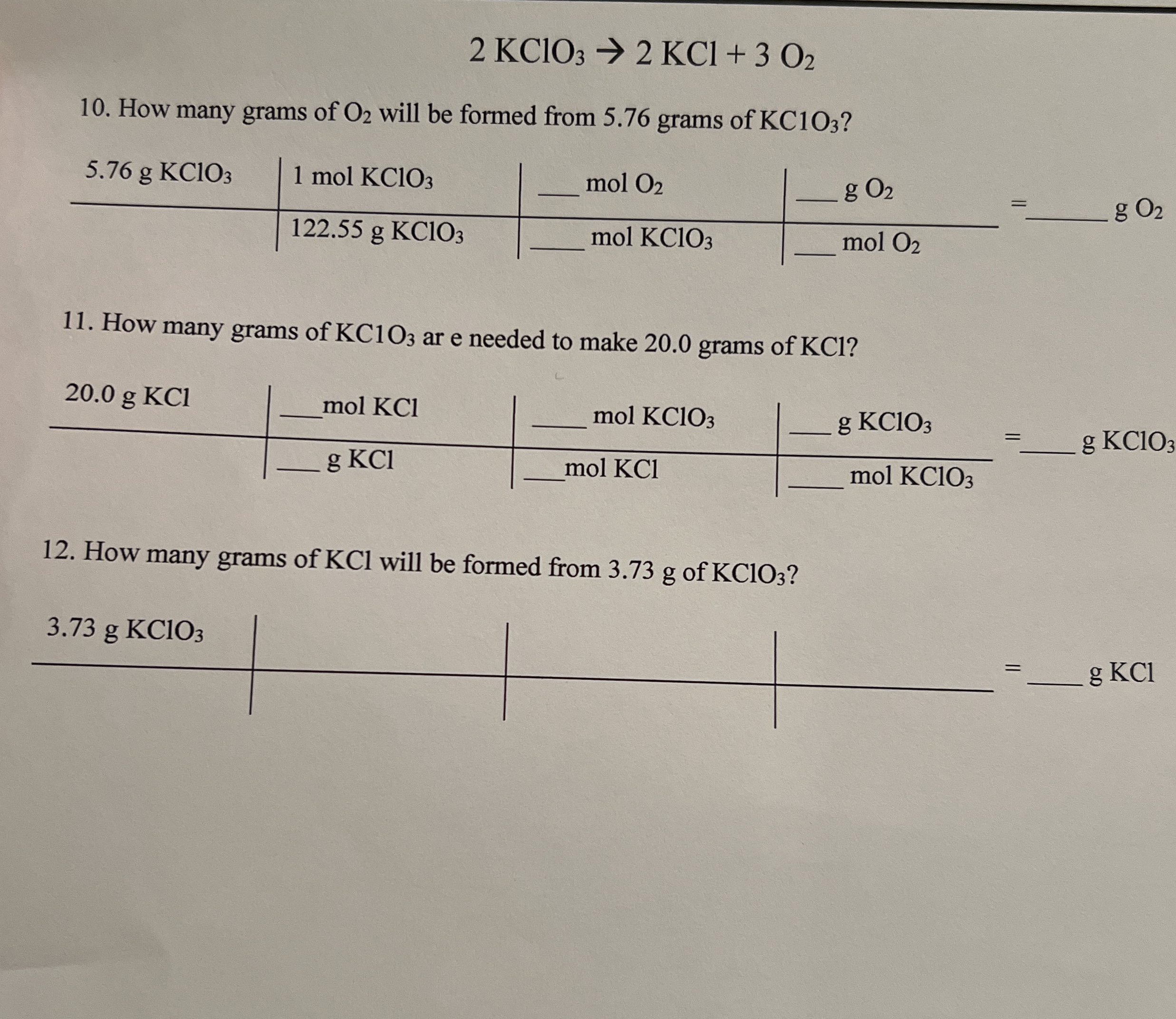 Solved 2KClO3→2KCl+3O2How many grams of O2 ﻿will be formed | Chegg.com