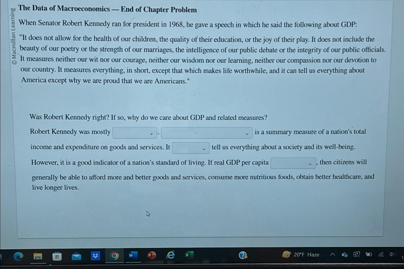 Solved The Data of Macroeconomics - ﻿End of Chapter | Chegg.com