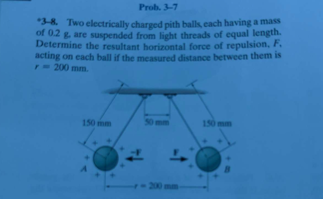 Solved Prob. 3-7*3-8. ﻿Two electrically charged pith balls, | Chegg.com