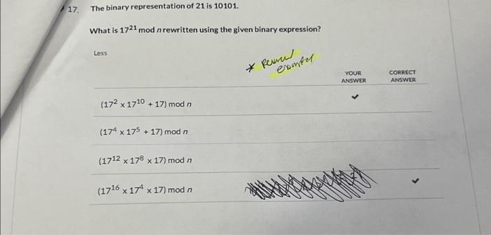 17. The binary representation of 21 is 10101. What is | Chegg.com