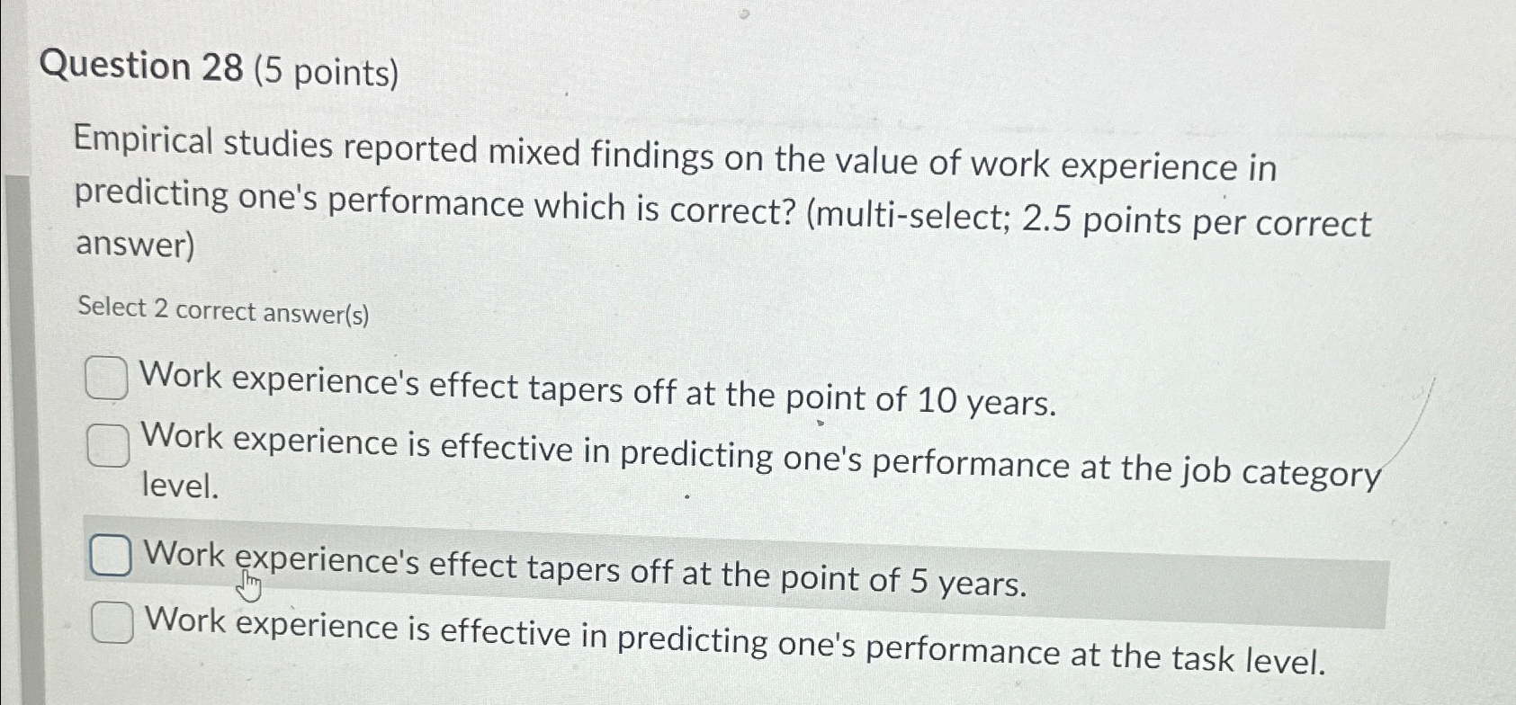 Solved Question 28 (5 ﻿points)Empirical studies reported | Chegg.com