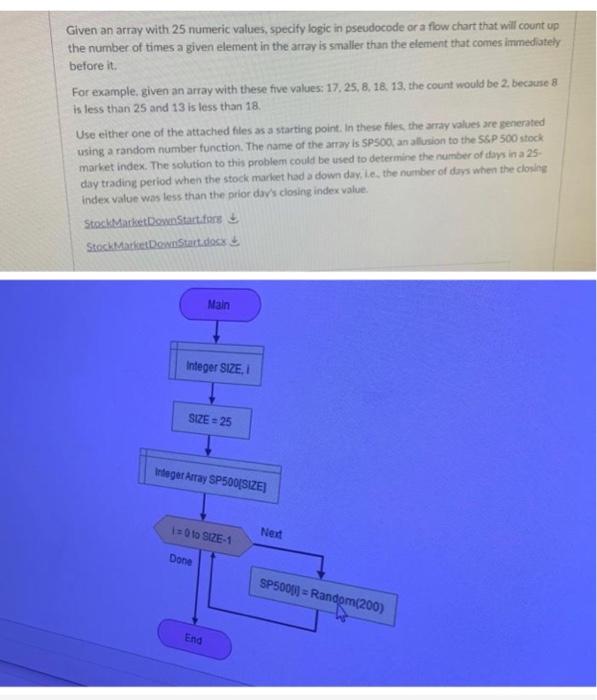 Solved Given an array with 25 numeric values, specify logic | Chegg.com