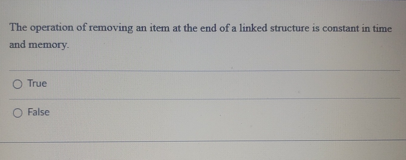 Solved The operation of removing an item at the end of a | Chegg.com