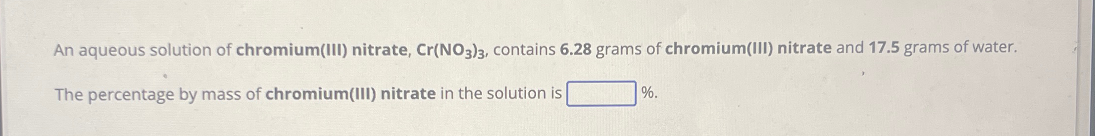 Solved An aqueous solution of chromium(III) ﻿nitrate, | Chegg.com