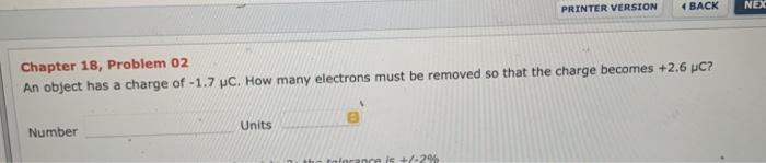 Solved PRINTER VERSION « BACK NEX Chapter 18, Problem 02 An | Chegg.com