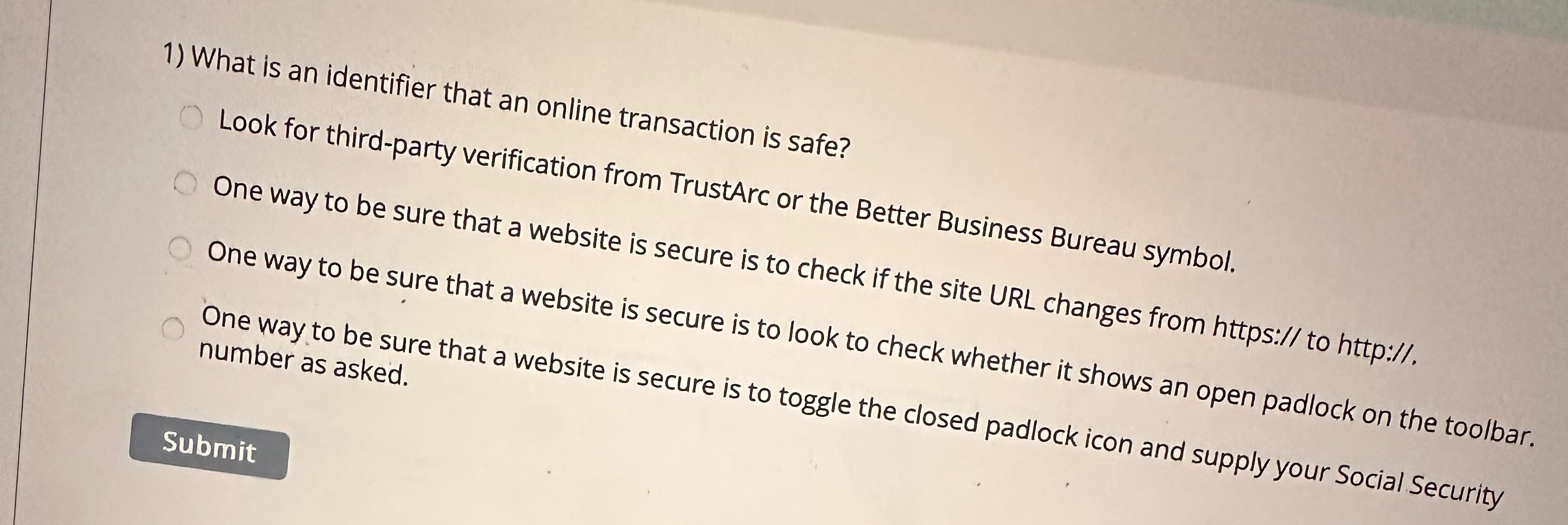 Solved What is an identifier that an online transaction is | Chegg.com