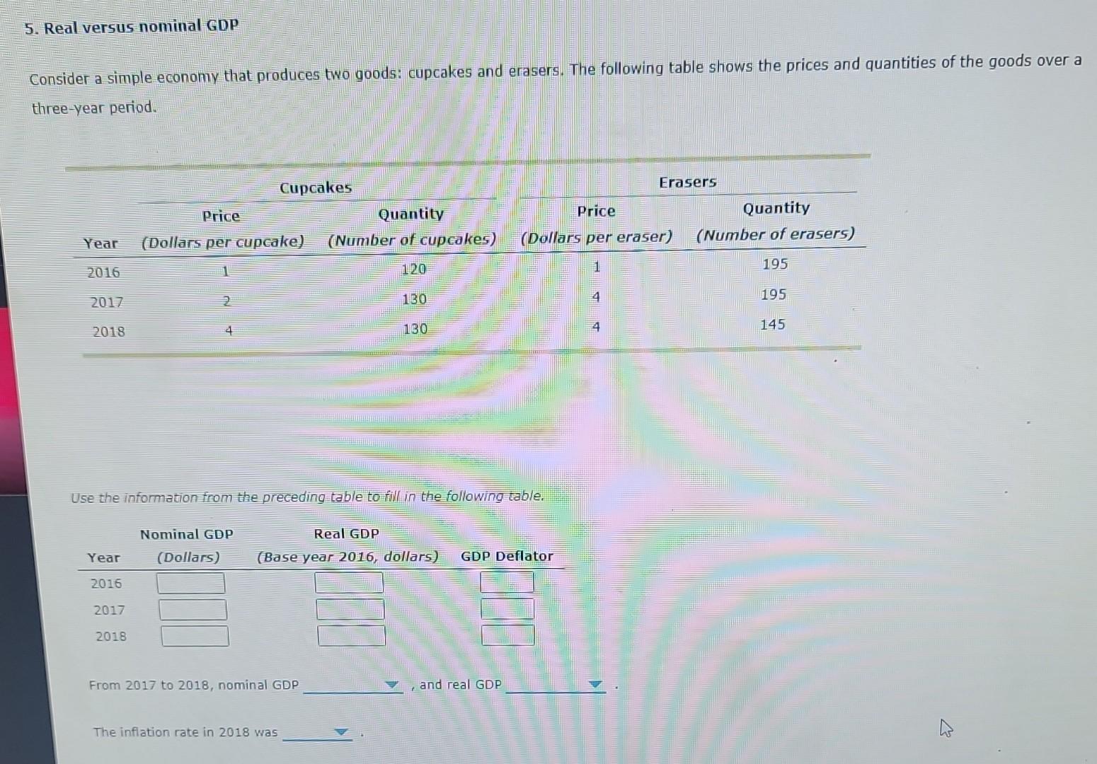 Solved 5. Real versus nominal GDP Consider a simple economy | Chegg.com
