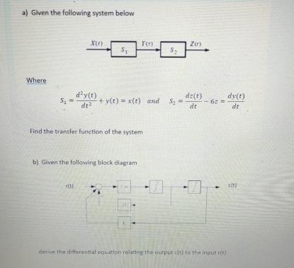 Solved a) ﻿Given the following system | Chegg.com