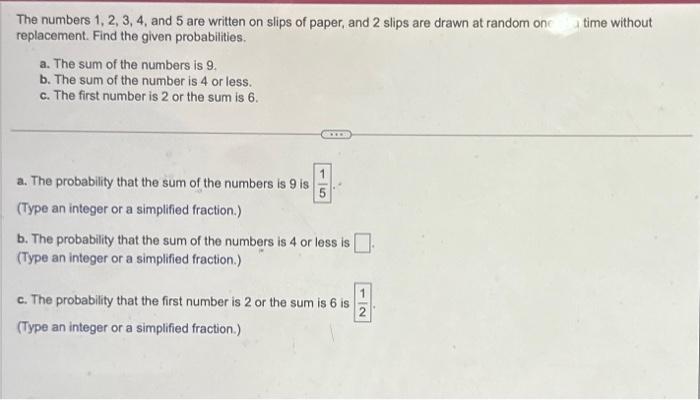 Solved The numbers 1,2,3,4, and 5 are written on slips of | Chegg.com