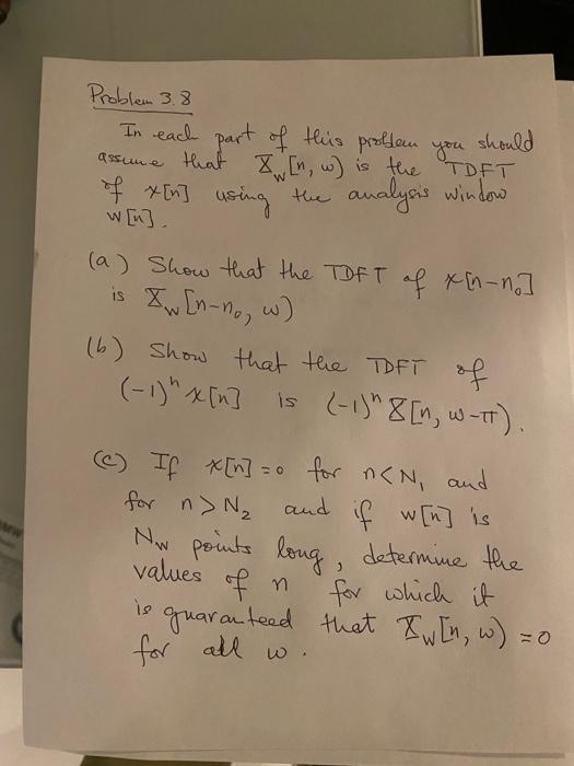 Solved Problem 3.8 In each part of this problem you should | Chegg.com