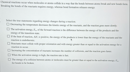 Solved Chemical reactions occur when molecules or atoms | Chegg.com