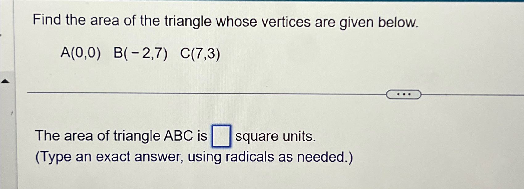 Solved Find the area of the triangle whose vertices are | Chegg.com