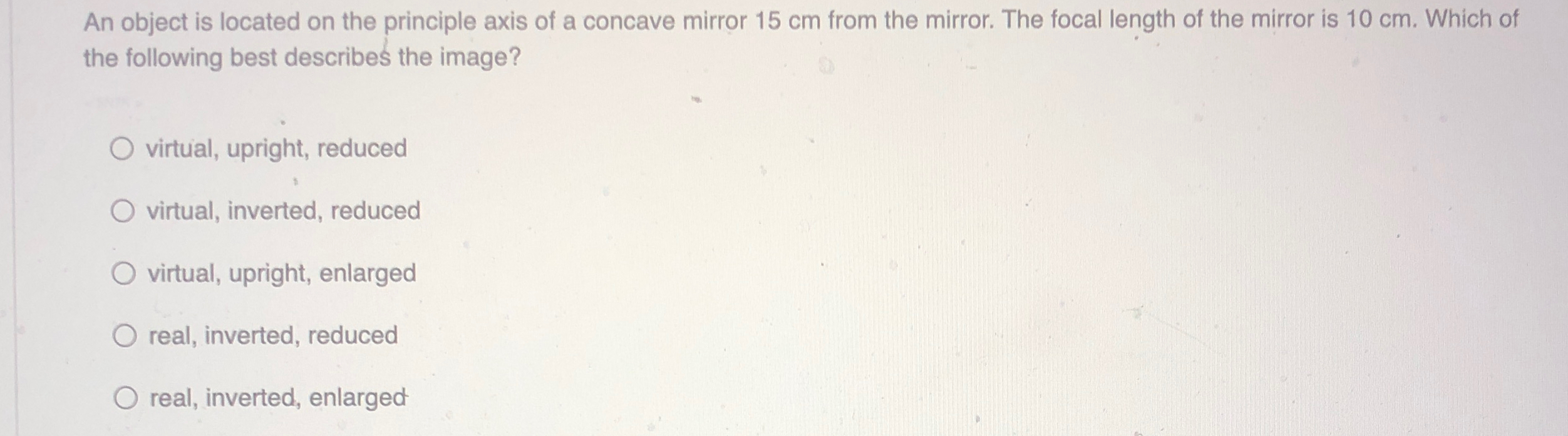 Solved An object is located on the principle axis of a | Chegg.com