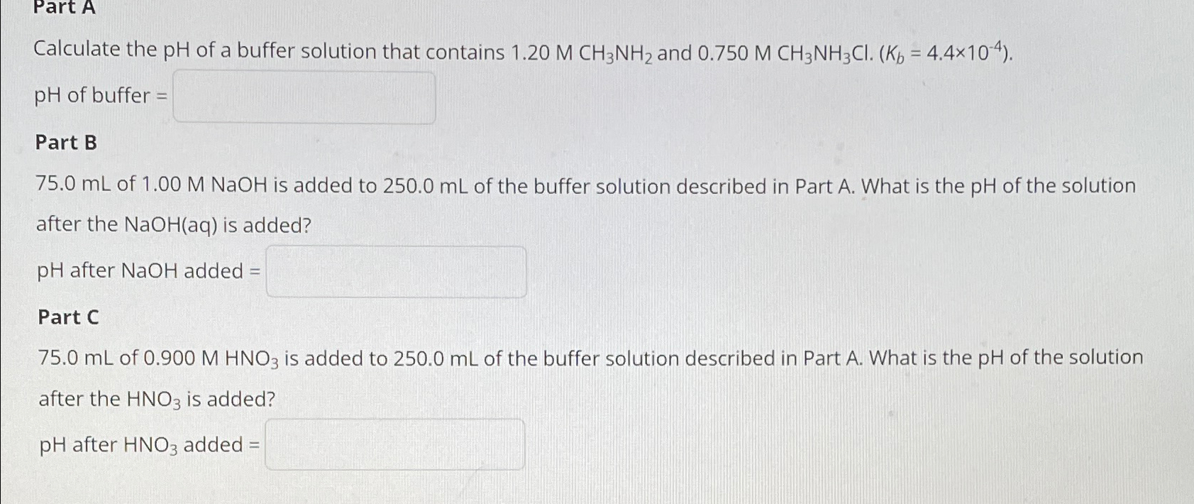 Part ACalculate the pH ﻿of a buffer solution that | Chegg.com