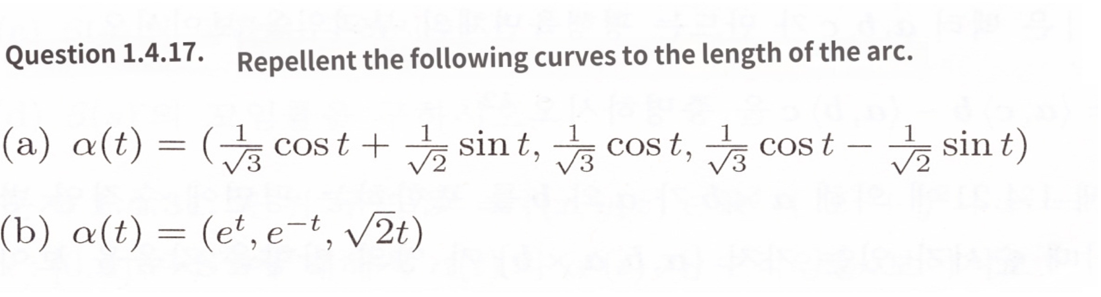 Solved Question 1.4.17. ﻿Parametrize the following curves to | Chegg.com