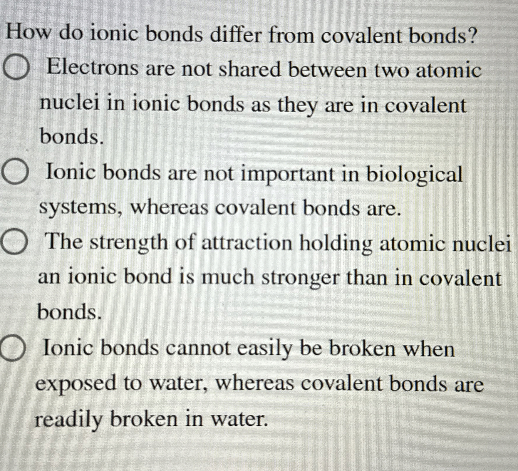 Solved How do ionic bonds differ from covalent | Chegg.com