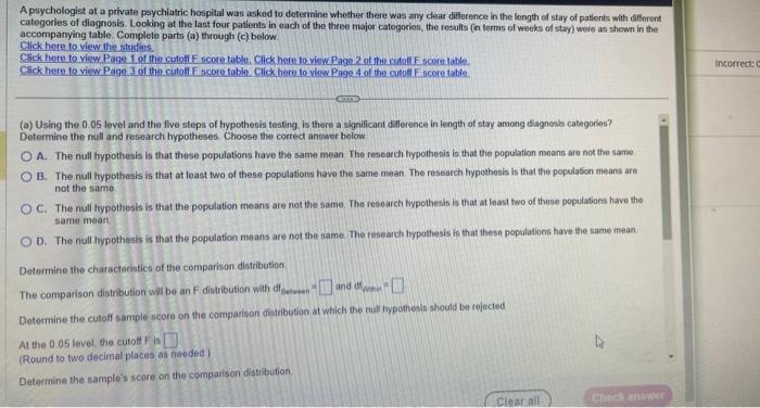 Solved A psychologist at a private psychiatric hospital was | Chegg.com