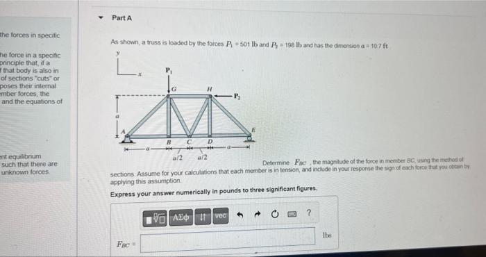 Solved As shown, a truss is loaded by the forces P1=501 lb | Chegg.com