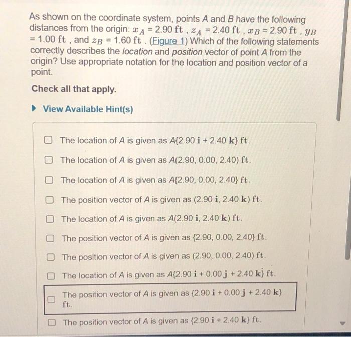 Solved As shown on the coordinate system, points A and B | Chegg.com