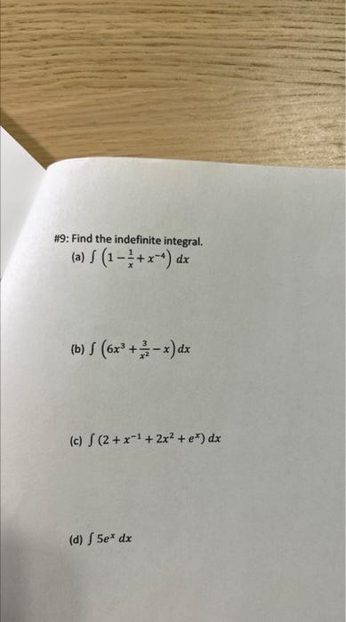 Solved \#9: Find the indefinite integral. (a) ∫(1−x1+x−4)dx | Chegg.com