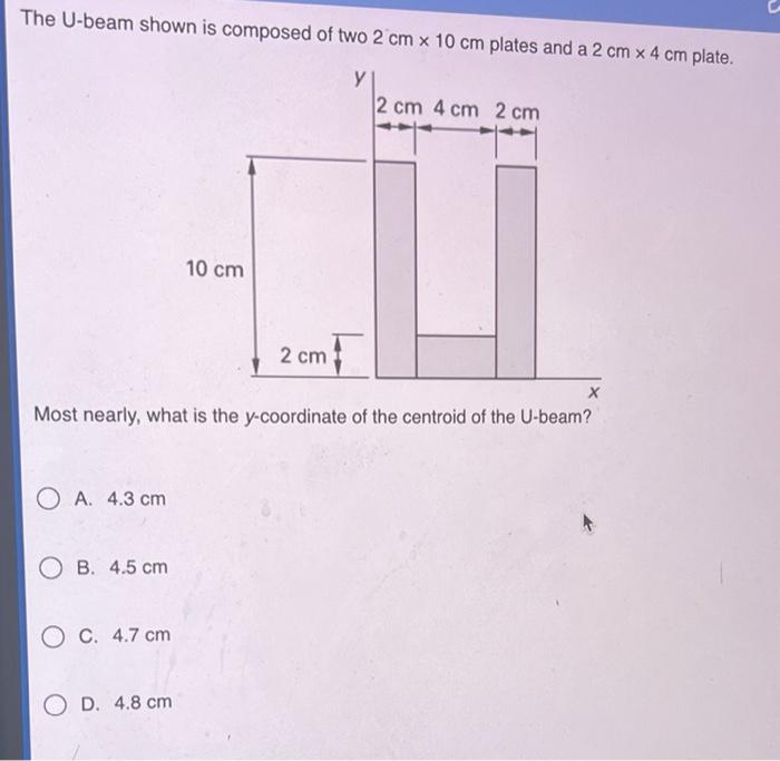 Solved The U-beam shown is composed of two 2 cm×10 cm plates | Chegg.com