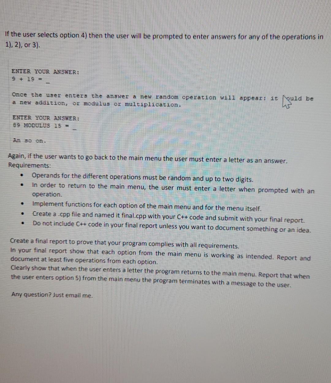 Solved The program must start with the following interface: | Chegg.com