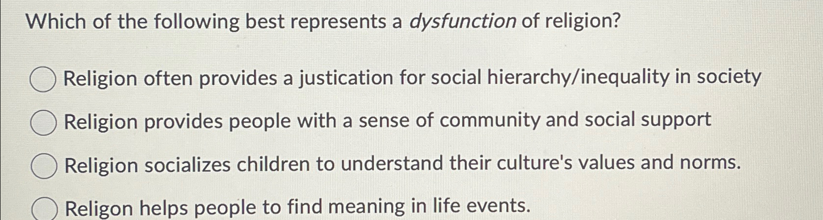Solved Which of the following best represents a dysfunction | Chegg.com