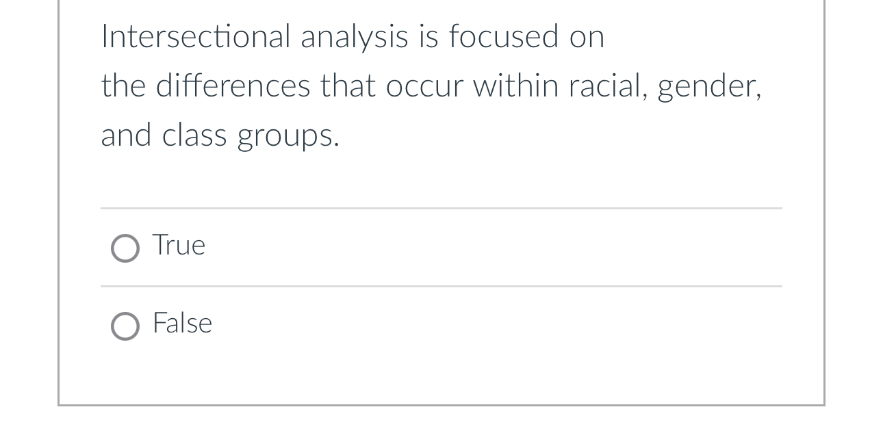 Solved Intersectional analysis is focused on the differences | Chegg.com