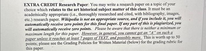 EXTRA CREDIT Research Paper: You may write a research | Chegg.com