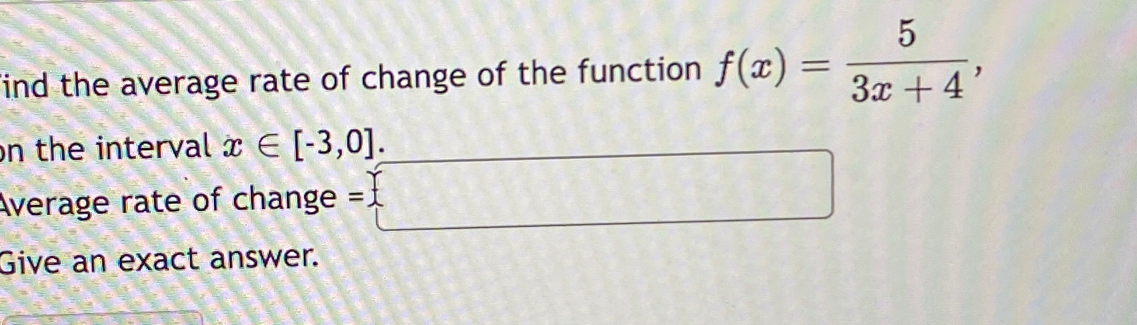 Solved ind the average rate of change of the function | Chegg.com