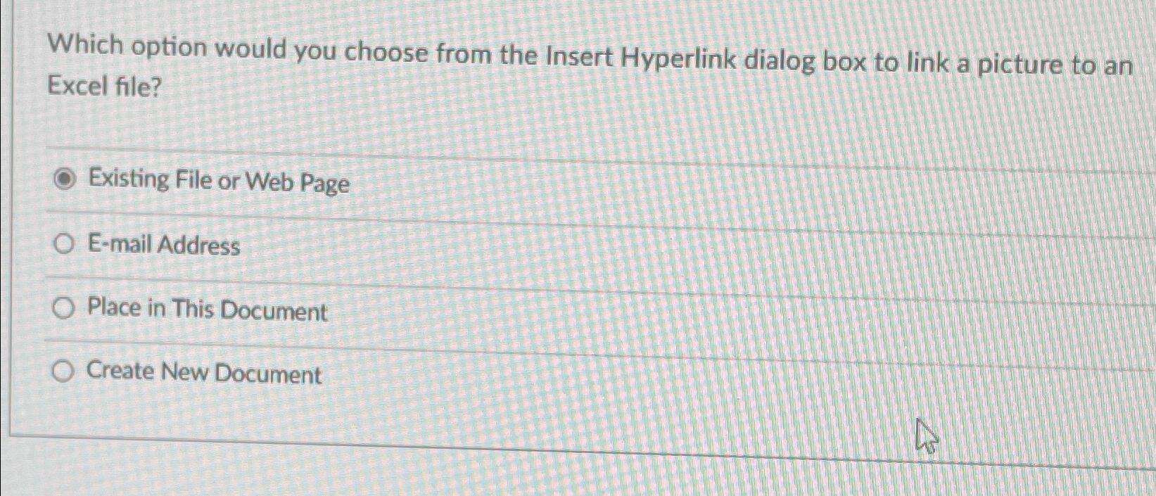 Solved Which option would you choose from the Insert | Chegg.com