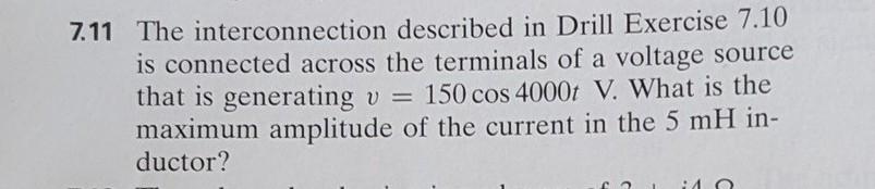 Solved 7.11 The interconnection described in Drill Exercise | Chegg.com