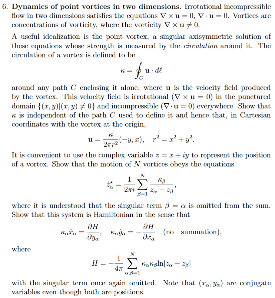 Solved Dynamics of ﻿point vortices in ﻿two dimensions. | Chegg.com