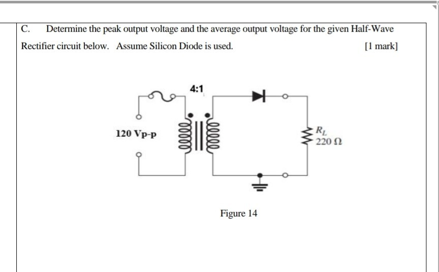 Solved C Determine The Peak Output Voltage And The Average