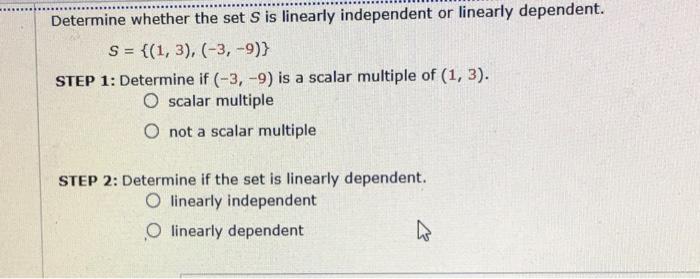 Solved Determine whether the set S is linearly independent | Chegg.com