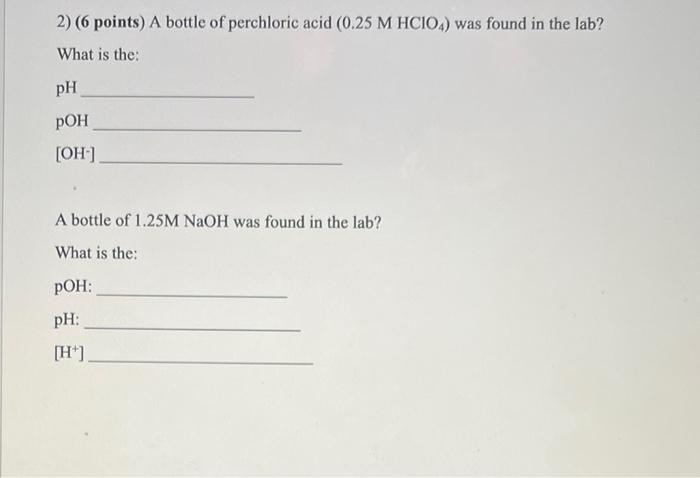 Solved 2) (6 points) A bottle of perchloric acid | Chegg.com
