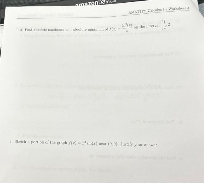 Solved 3 Find Absolute Maximum And Absolute Minimum Of