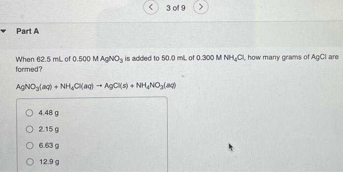 Solved When 62.5 mL of 0.500 M AgNO3 is added to 50.0 mL of | Chegg.com