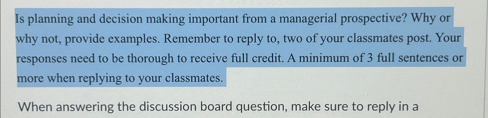 Solved Is planning and decision making important from a | Chegg.com