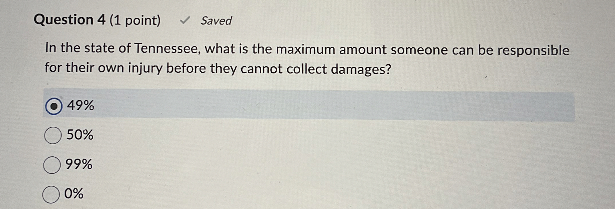 Solved Question 4 (1 ﻿point)In the state of Tennessee, what | Chegg.com