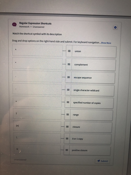Solved Regular Expression Shortcuts Homework Unanswered | Chegg.com