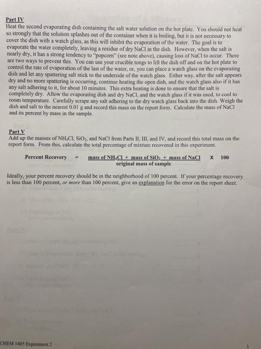 EXPERIMENT 2 - Separation of a Mixture INTRODUCTION | Chegg.com