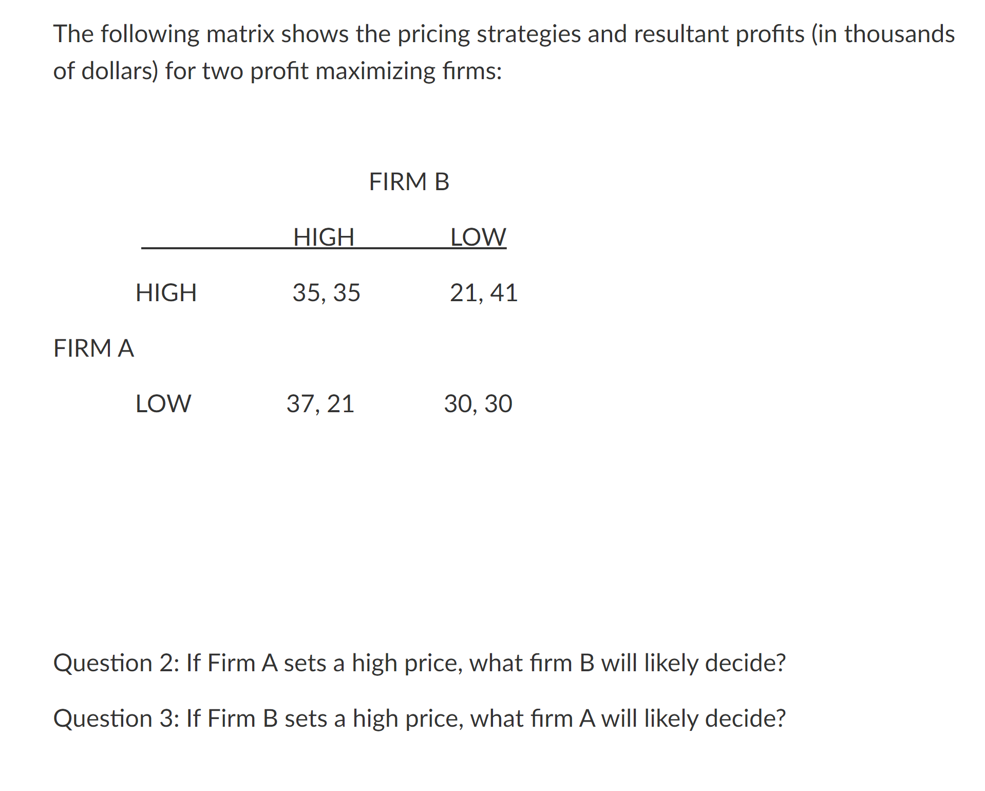 Solved The following matrix shows the pricing strategies and | Chegg.com