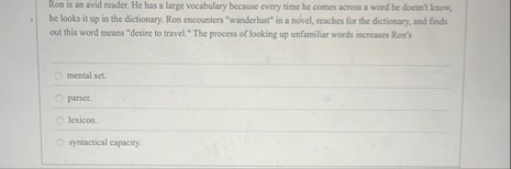 Solved Ron is an avid reader. He has a large vocabulary | Chegg.com