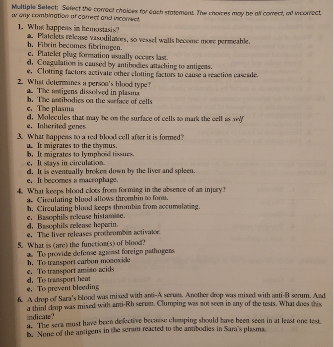 Solved Multiple Select: Select the correct choices for each | Chegg.com
