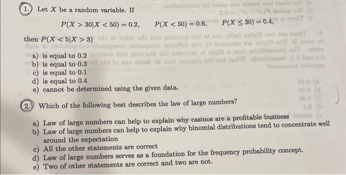 Solved (1.) Let X be a random variable. If | Chegg.com