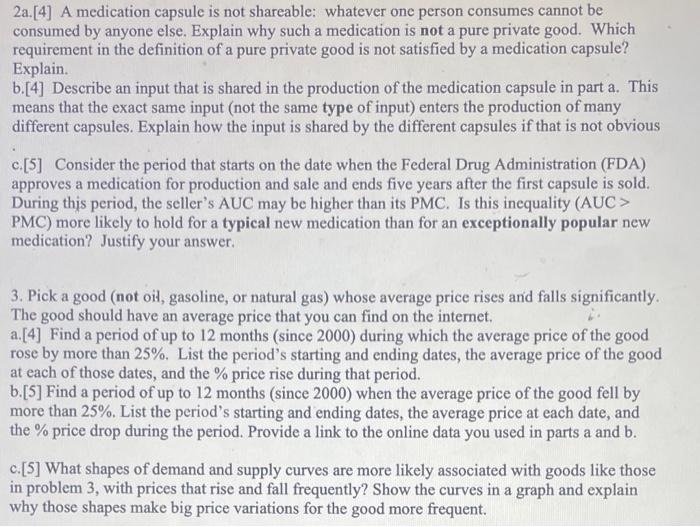 Solved 2a.[4] A medication capsule is not shareable: | Chegg.com
