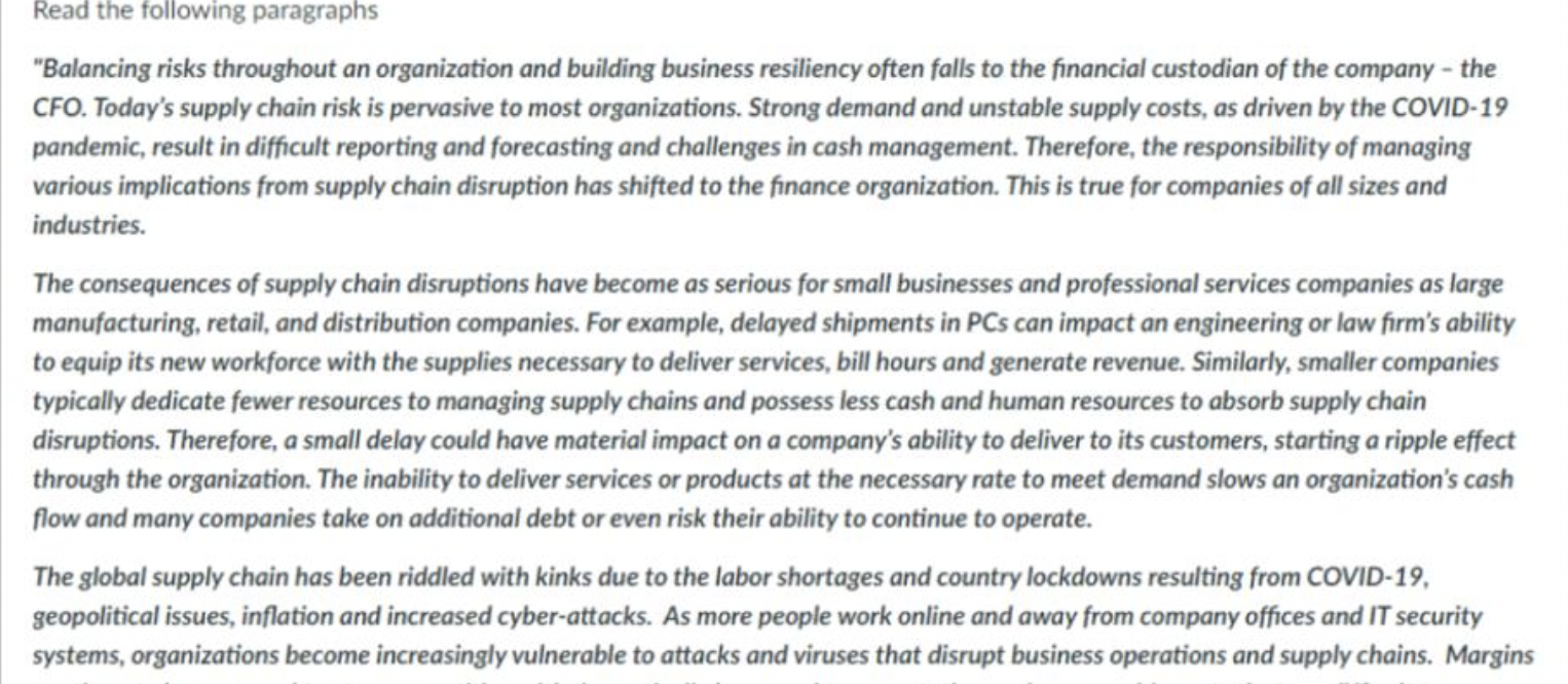 Solved Read the following paragraphs"Balancing risks | Chegg.com