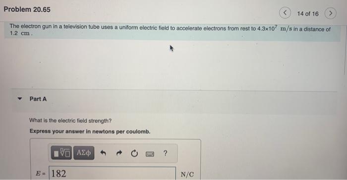 Solved The electron gun in a television tube uses a uniform | Chegg.com