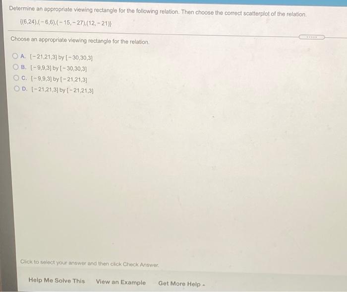 Solved Determine an appropriate viewing rectangle for the | Chegg.com